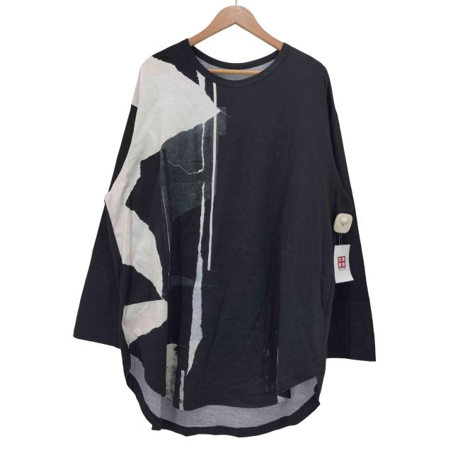 Ground Y Yohji Yamamoto(グラウンドワイヨウジヤマモト) 25ss COTTON JERSEY TORN PATTERN HEM ROUND JUMBO T-SHIRT LONG SLEEVES【中古】【ブランド古着バズストア】