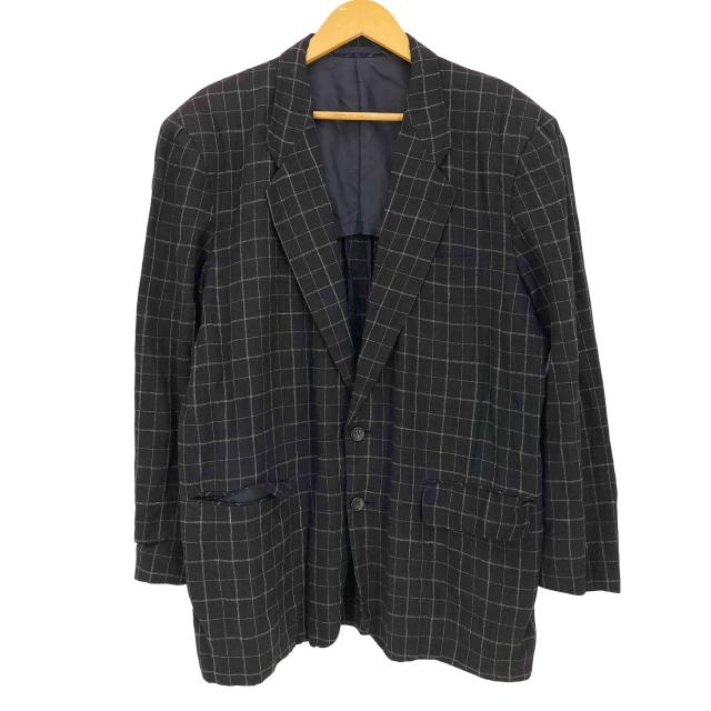 COMME des GARCONS HOMME(コムデギャルソンオム) 80-90s archive 金文字タグ 基盤格子 背抜き パワーショルダー 2B サマーテーラードジャケット メンズ JPN：M 【中古】【ブランド古着バズストア】