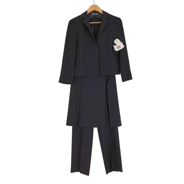 MAX MARA(マックスマーラ) 00S イタリア製 銀タグ ウール 背抜き 比翼ジャケット＆ラップスカート＆センタープレススラックス セットアップ レディース  38【中古】【ブランド古着バズストア】