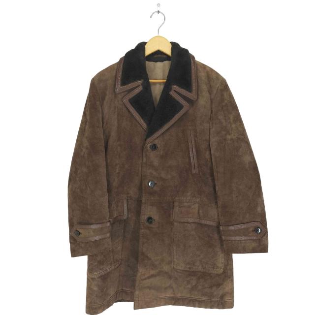USED古着(ユーズドフルギ) パイピングレザースウェードムートンジャケット メンズ import：L 【中古】【ブランド古着バズストア】