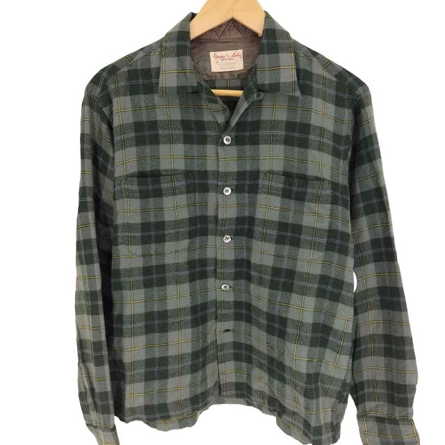 USED古着(ユーズドフルギ) Game and Lake 50-60S イタリア製  両ポケ マドラスチェック オンブレ チェック オープンカラー シャツ メンズ import：M 【中古】【ブランド古着バズストア】