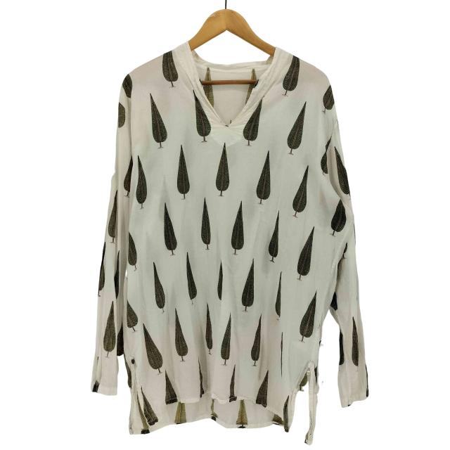 USED古着(ユーズドフルギ) Brigitte Singh ブリジット・シン ブロックプリント サイプレス・ヒノキ Vネック プルオーバーブラウス レディース 表記無 【中古】【ブランド古着バズストア】