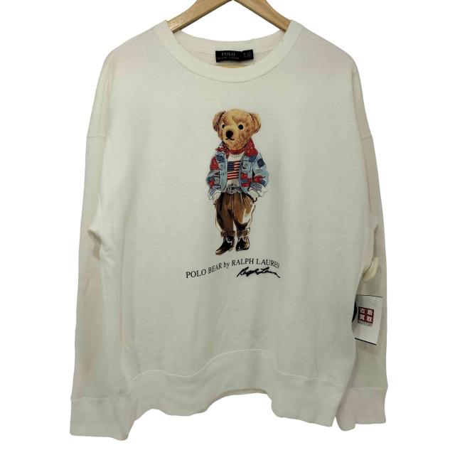 POLO RALPH LAUREN(ポロラルフローレン) ポロベアプリント クラッシュド クルーネック スウェット メンズ  XL【中古】【ブランド古着バズストア】