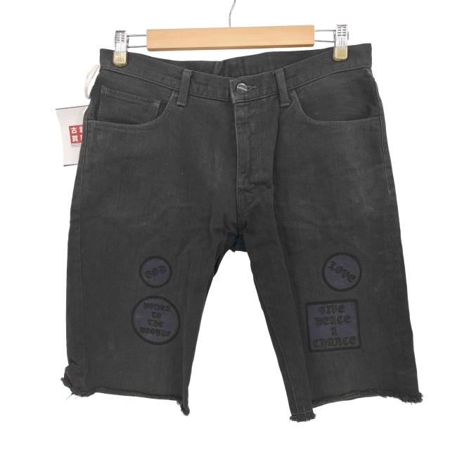 NUMBER (N)INE(ナンバーナイン) 04AW GIVE期 本人期 パッチワークワッペン ブラックデニムショートパンツ メンズ  3【中古】【ブランド古着バズストア】