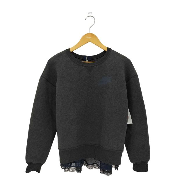Sacai(サカイ) Tech Fleece レースドッキング クルーネック スウェット トレーナー レディース  S【中古】【ブランド古着バズストア】