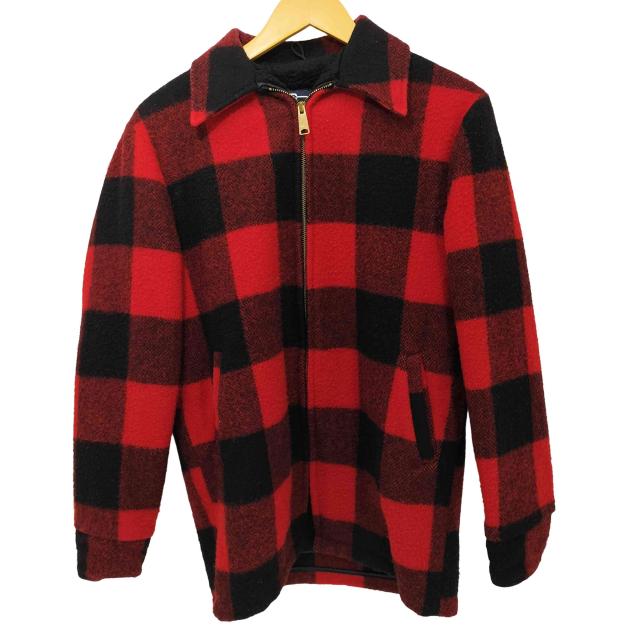 WOOLRICH(ウールリッチ) 80-90s チェック柄 裏地ボア ジップアップ ウールジャケット  メンズ import：S 【中古】【ブランド古着バズストア】
