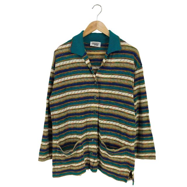 MISSONI SPORTS(ミッソーニスポーツ) イタリア製 コットンナイロンアクリル ボーダー ニット カーディガン レディース 表記無 【中古】【ブランド古着バズストア】