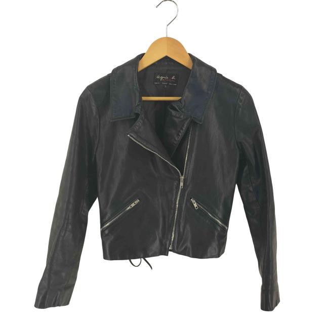 agnes b.(アニエスベー) SPECIAL cow leather ダブルライダース ジャケット レディース JPN：1 【中古】【ブランド古着バズストア】