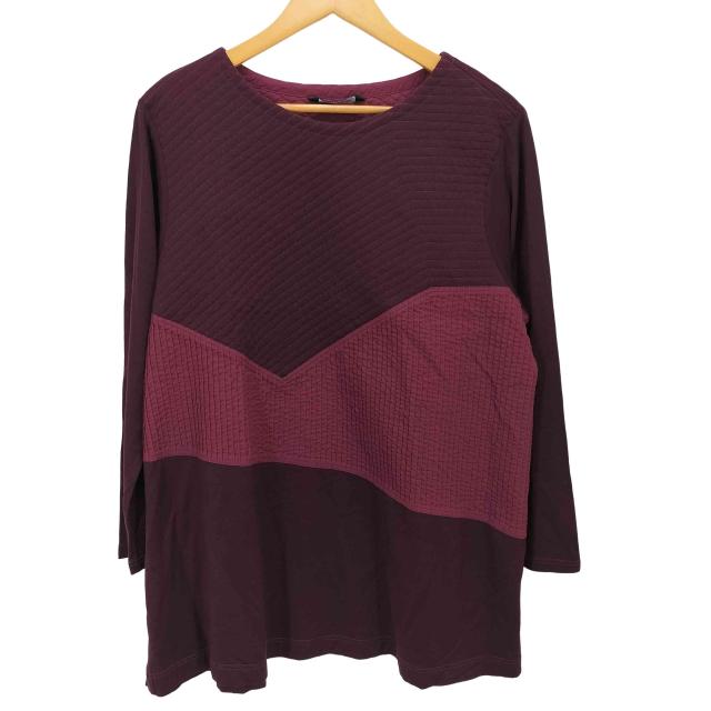 YACCO MARICARD(ヤッコマリカルド) ウールジャージーキルト+ローンアシンメトリー切替プルオーバー レディース  N【中古】【ブランド古着バズストア】