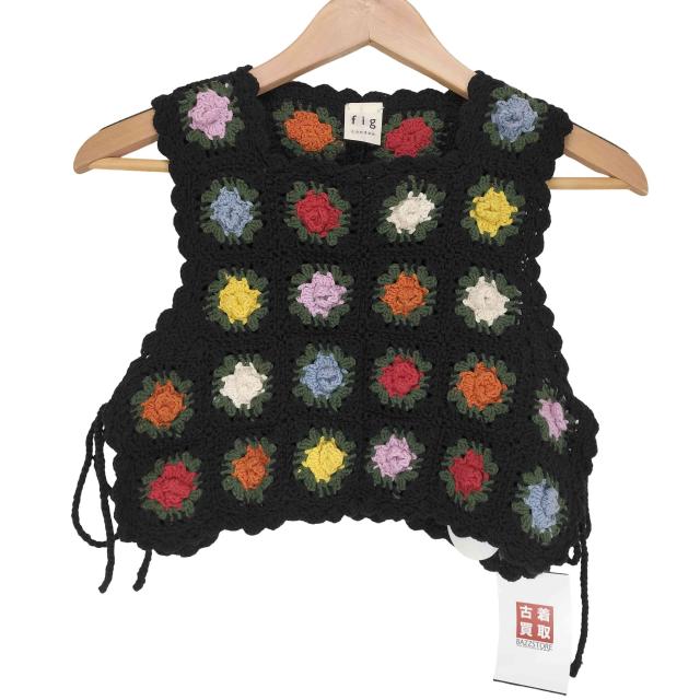 fig London(フィグロンドン) knit gardener 花かぎ針ベスト レディース  F【中古】【ブランド古着バズストア】