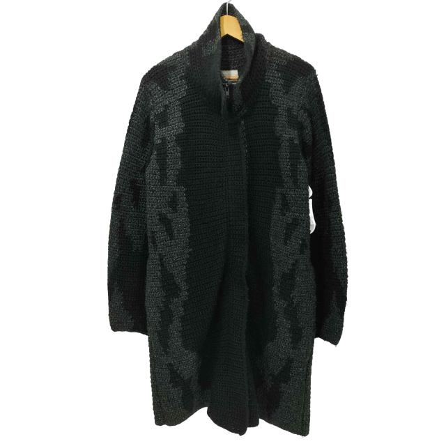 USED古着(ユーズドフルギ) {{tiny dinosaur}} 総柄 ジップアップ ニット ロング コート レディース  38【中古】【ブランド古着バズストア】