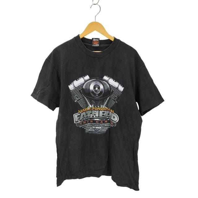 HARLEY-DAVIDSON(ハーレーダビッドソン) 90s USA製 Hanesボディ FATHEAD 両面プリントTシャツ コピーライト1998 メンズ import：L 【中古】【ブランド古着バズストア】