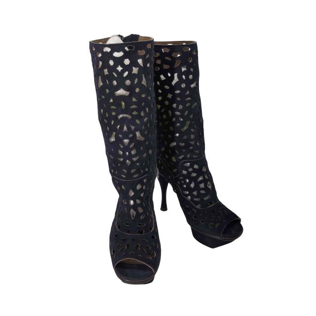 MARNI(マルニ) レースカット レザーヒールブーツ レディース EUR：35 【中古】【ブランド古着バズストア】