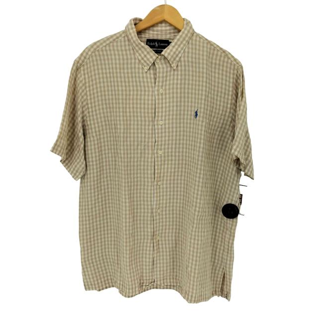 RALPH LAUREN(ラルフローレン) 90S BOB CAMP シルクリネン チェックシャツ メンズ import：L 【中古】【ブランド古着バズストア】