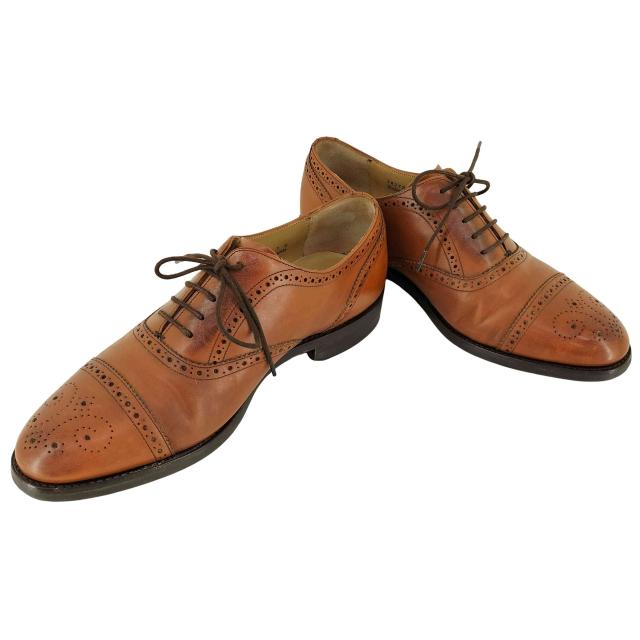 USED古着(ユーズドフルギ) {{Lloyd Footwear}} 2827/ER02 Brown Burnish セミブローグ メダリオン ストレートチップ ドレスシューズ メンズ  UK:7 E【中古】【ブランド古着バズストア】