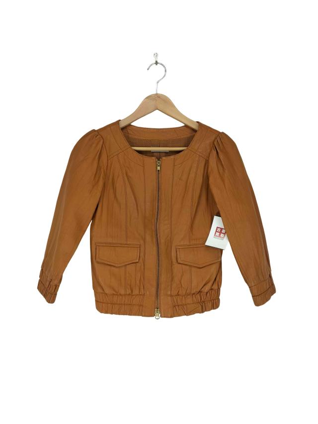 USED古着(ユーズドフルギ) ダブルジップピッグレザーノーカラージャケット レディース  S【中古】【ブランド古着バズストア】