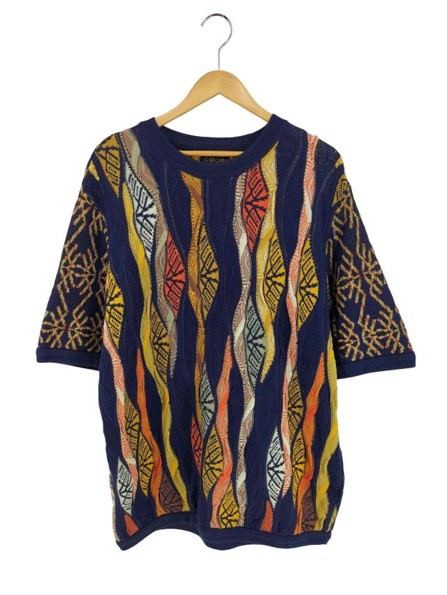 COOGI(クージー) 90s オーストラリア製 総柄 3D ショートスリーブ ニット メンズ import：L 【中古】【ブランド古着バズストア】