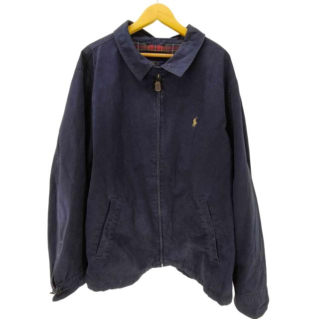 POLO RALPH LAUREN(ポロラルフローレン) ポニー 刺繍 裏地チェック チンストラップ スウィングトップ ハリントン ジャケット ブルゾン ビッグサイズ メンズ  3XLT【中古】【ブランド古着バズストア】