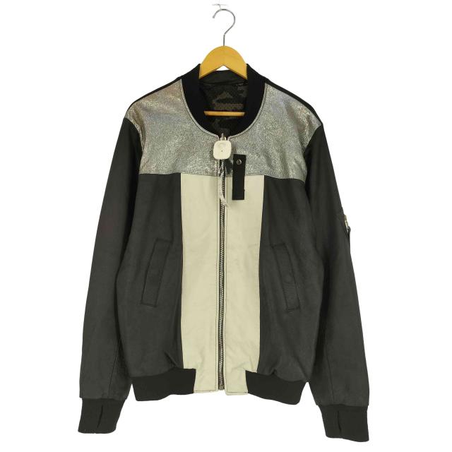 11 by Boris Bidjan Saberi(ボリスビジャンサベリ) 裏地カモ柄 切替デザイン 11 プリント ラムレザー ジャケット メンズ import：M 【中古】【ブランド古着バズストア】