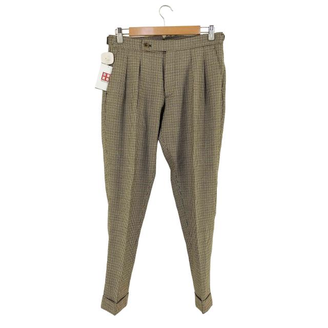BERWICH(ベルウィッチ) 千鳥格子柄 サイドアジャスター 2プリーツ パンツ スラックス メンズ  44【中古】【ブランド古着バズストア】
