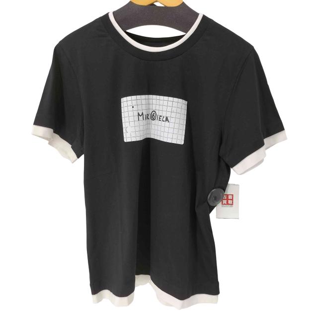 MM6 Maison Margiela(エムエムシックスメゾンマルジェラ) 手書きロゴ レイヤード ラウンドネック 半袖 Tシャツ レディース  S【中古】【ブランド古着バズストア】