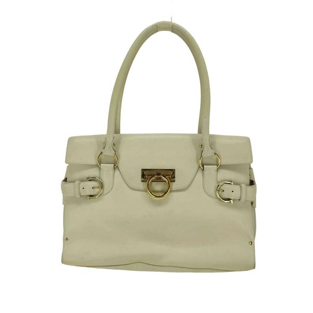 Salvatore Ferragamo(サルヴァトーレフェラガモ) イタリア製 ガンチーニ ホワイトレザーハンドバッグ レディース 表記無 【中古】【ブランド古着バズストア】