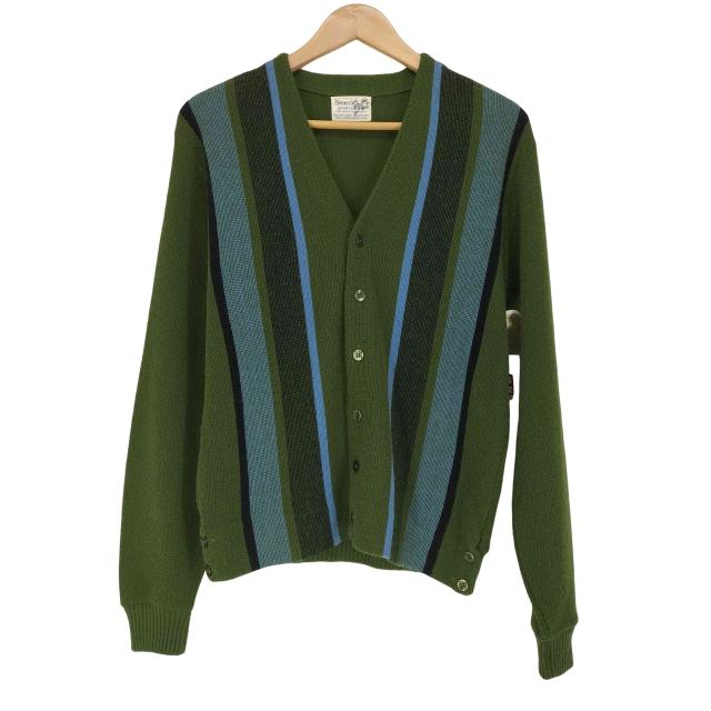 Sears(シアーズ) 70s シェルボタン ストライプアクリルカーディガン メンズ  M【中古】【ブランド古着バズストア】