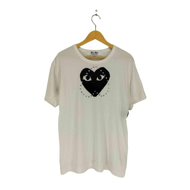 PLAY COMME des GARCONS(プレイコムデギャルソン) AS2024/7 24SS Unisex T-Shirt Printed Black Heart X Studs White メンズ  XL【中古】【ブランド古着バズストア】
