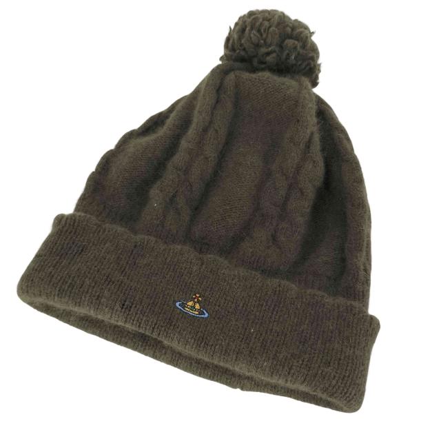 Vivienne Westwood(ヴィヴィアンウエストウッド) オーブロゴ刺繍 アンゴラウール ボンボン ビーニー レディース 表記無 【中古】【ブランド古着バズストア】