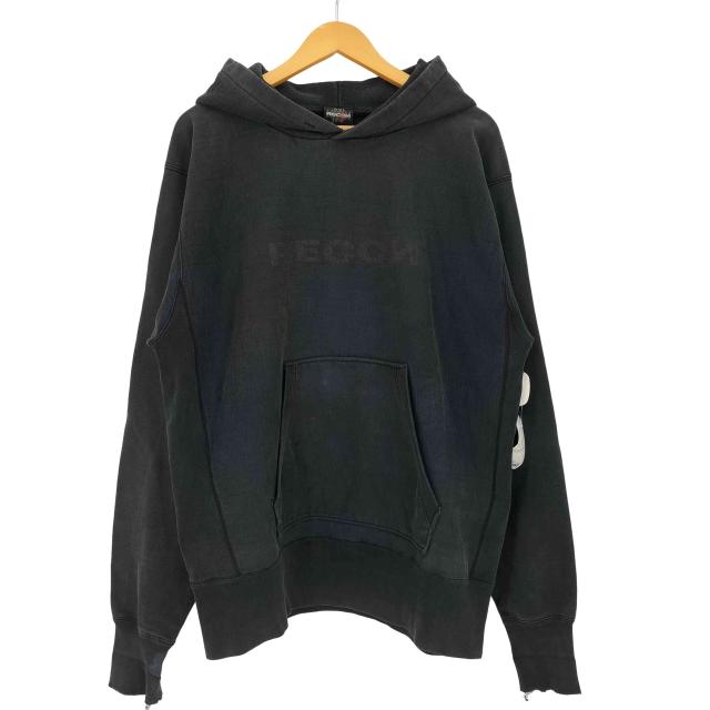 USED古着(ユーズドフルギ) {{RECON}}  90-00s 同色ラメインク ロゴプリント プルオーバーパーカー メンズ import：L 【中古】【ブランド古着バズストア】
