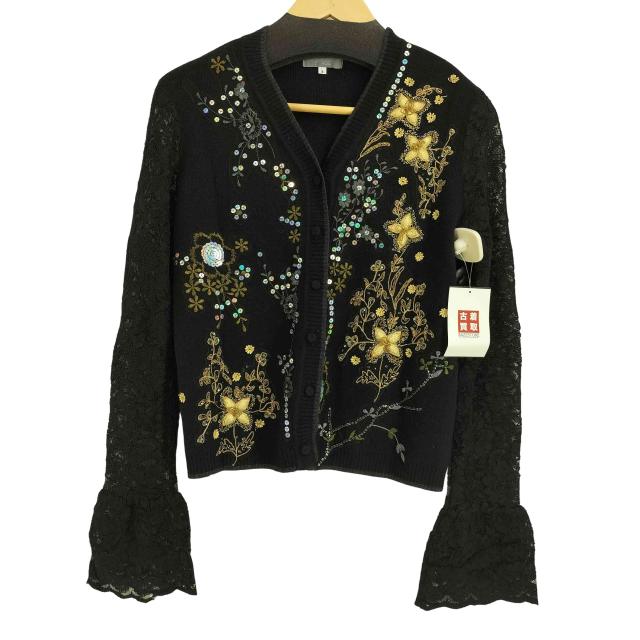 TOKUKO 1er VOL(トクコプルミエヴォル) 袖レース切替 刺繍装飾カーディガン レディース  9【中古】【ブランド古着バズストア】