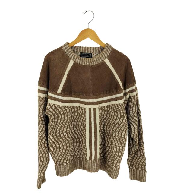 USED古着(ユーズドフルギ) {{SAXONY}} レザー切替 ニット メンズ import：L 【中古】【ブランド古着バズストア】