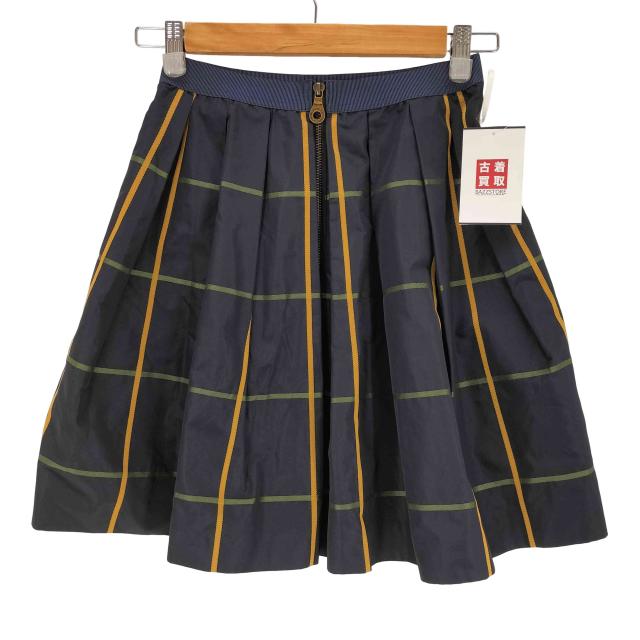 BURBERRY BLUE LABEL(バーバリーブルーレーベル) ジップアップ チェックタックスカート レディース  36【中古】【ブランド古着バズストア】