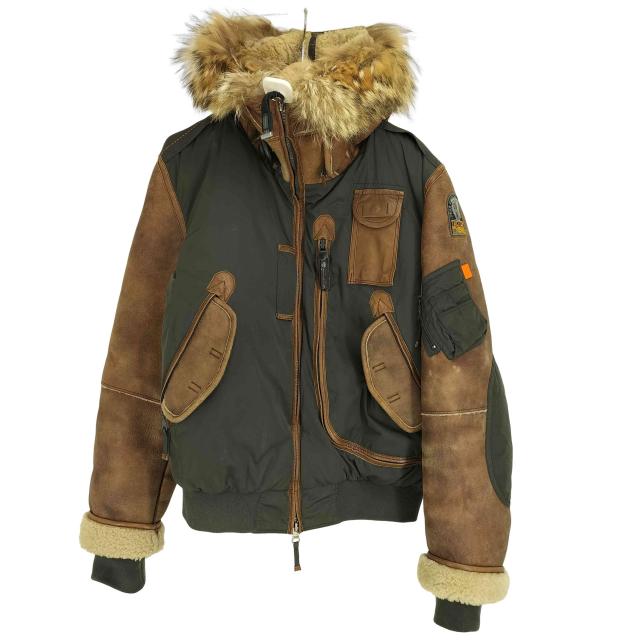 USED古着(ユーズドフルギ) {{PARAJUMPERS}}SPECIAL EDITION 裏地ダウン N-2B型 ムートン切替 ジャケット メンズ import：L 【中古】【ブランド古着バズストア】