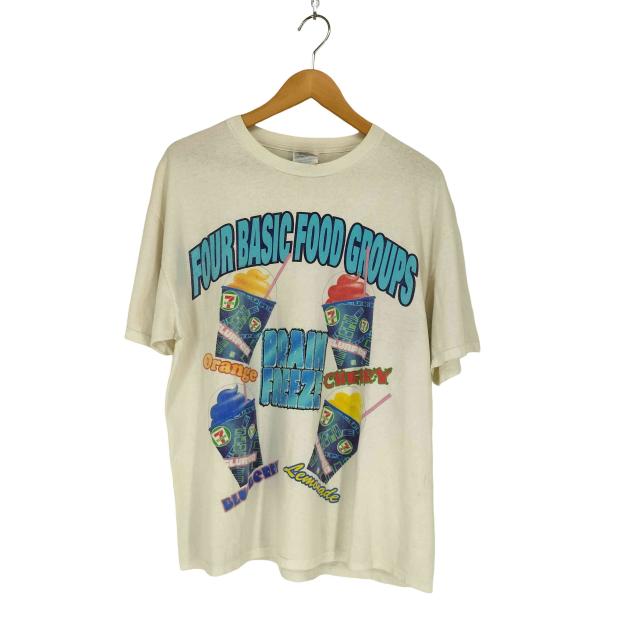 Hanes(ヘインズ) 90s- USA製 FOUR BASIC FOOD GROUPS フロントプリントクルーネックTシャツ メンズ  XL【中古】【ブランド古着バズストア】