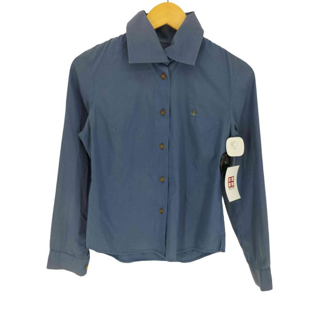 Vivienne Westwood RED LABEL(ヴィヴィアンウエストウッドレッドレーベル) オーブ 刺繍 コットン ナイロン ポリ ミックスファブリック ワイドカラー シャツ ブラウス レディース  1【中古】【ブランド古着バズストア】