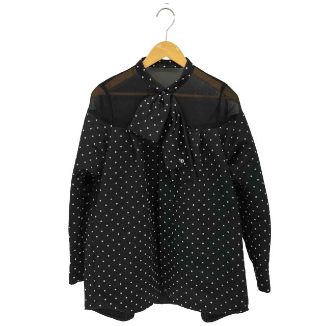 Sacai(サカイ) メッシュ切替ドット柄リボンデザインシャツ レディース  2【中古】【ブランド古着バズストア】