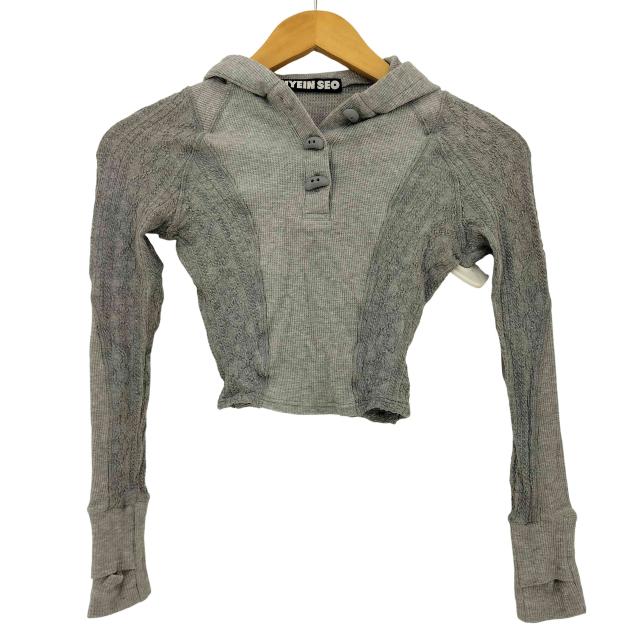 hyein seo(ヘインソ) hooded croped top フーデット クロップド トップス 生地切替 サムホール レディース  0【中古】【ブランド古着バズストア】