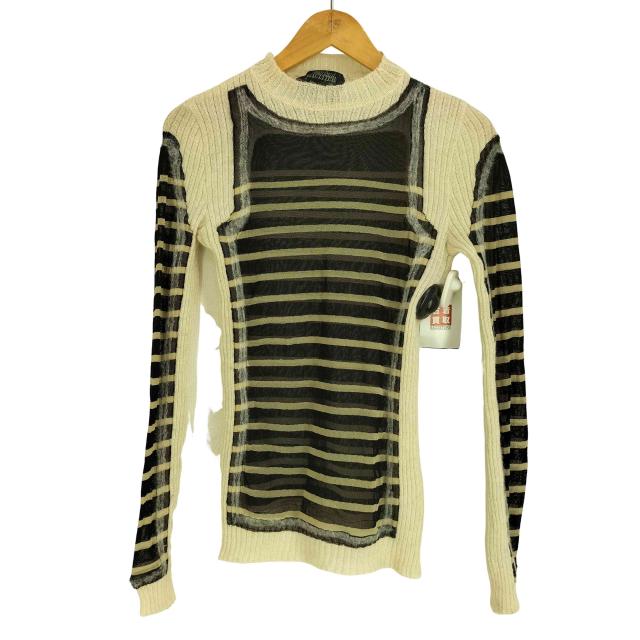 Jean Paul GAULTIER(ジャンポールゴルチエ) ニット切替 シアー ボーダー ハイネック カットソー レディース import：L 【中古】【ブランド古着バズストア】