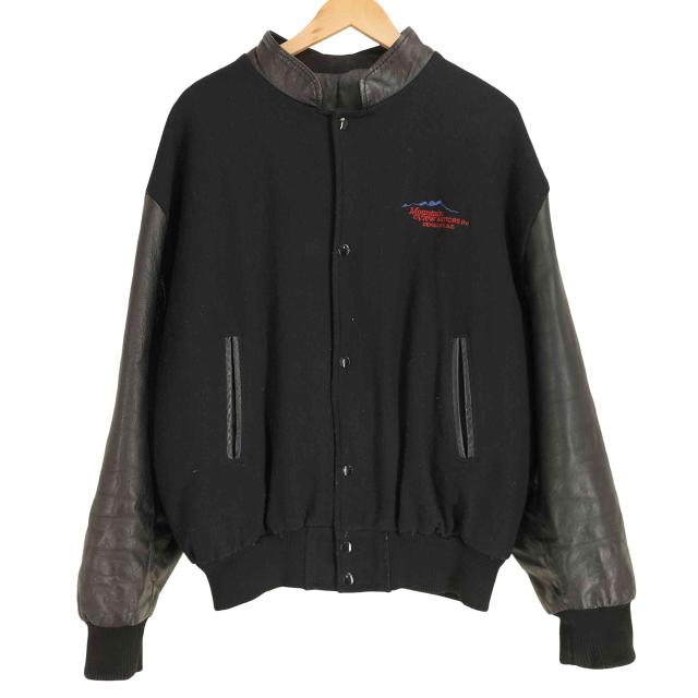 USED古着(ユーズドフルギ) {{ SPORTSWEAR}} 90S カナダ製 ワンポイント刺繍 レザー切替 ウールスタジャン メンズ 表記無 【中古】【ブランド古着バズストア】