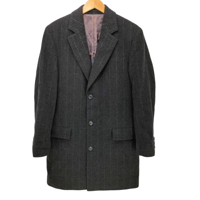 HUGO BOSS(ヒューゴボス) 3B センターベント ストライプ ウールチェスターコート メンズ EUR：46 【中古】【ブランド古着バズストア】