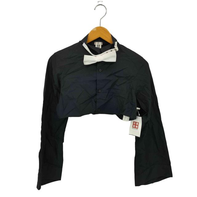 noir kei ninomiya(ノワールケイニノミヤ) 24SS Tuxedo Cropped Blouse フレアスリーブ ボウタイ クロップド長袖シャツ  レディース  S 【中古】【ブランド古着バズストア】