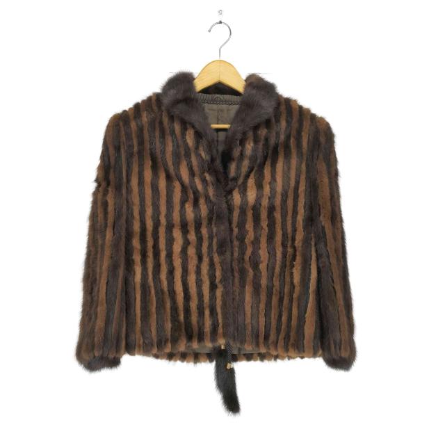 SAGA MINK(サガミンク) 銀タグ ミンクファーストライプジャケット レディース  9【中古】【ブランド古着バズストア】