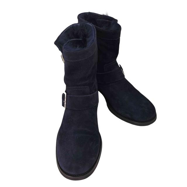 JIMMY CHOO(ジミーチュウ) YOUTH イタリア製 牛革 スエード 裏地ファー エンジニアショートブーツ レディース JPN：38 【中古】【ブランド古着バズストア】