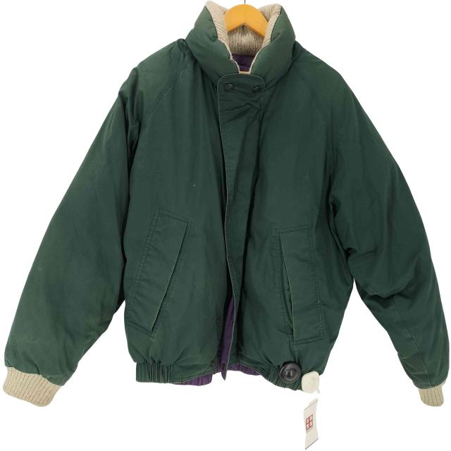 NAUTICA(ノーティカ) 90S DUCK DOWN FEATHER ダックダウン フェザー リブニット レザー エルボーパッチ ボンバー ジャケット  メンズ import：XL 【中古】【ブランド古着バズストア】