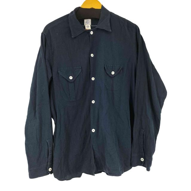 POST OVERALLS(ポストオーバーオールズ) cruz Shirt R CC1 crepe combo navy メンズ JPN：XL 【中古】【ブランド古着バズストア】