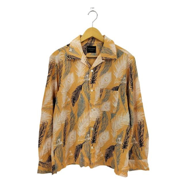 BY GLADHAND(バイグラッドハンド) PEACOCK QUILL L/S SHIRTS ピーコッククイル 総柄デザイン オープンカラー 長袖シャツ メンズ  L【中古】【ブランド古着バズストア】