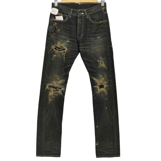 USED古着(ユーズドフルギ) PLEIN Y2K ダメージ＆リペア スリムデニム メンズ JPN：1 【中古】【ブランド古着バズストア】