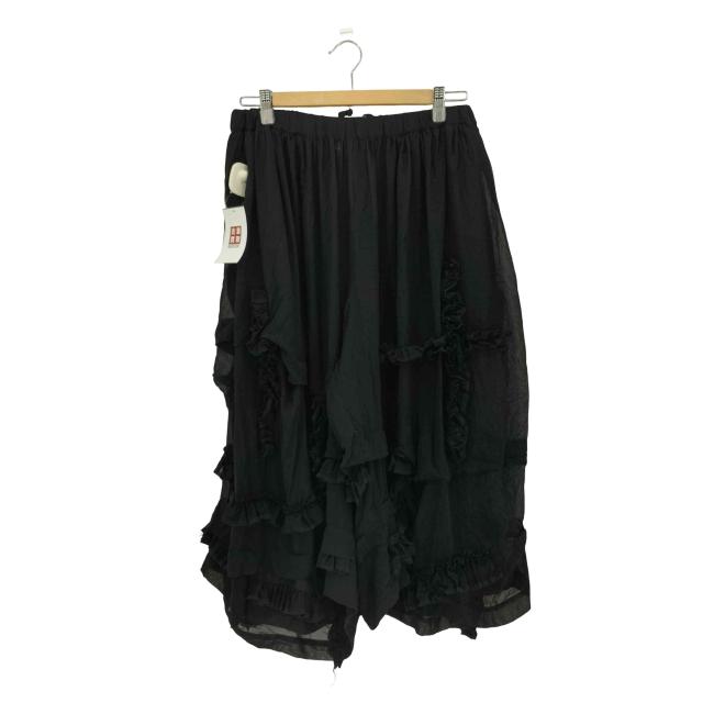 BLACK COMME des GARCONS(ブラックコムデギャルソン) 16AW レースフリルデザイン エステル ギャザーイージーパンツ レディース  S【中古】【ブランド古着バズストア】