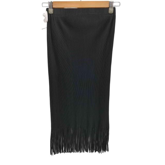PLEATS PLEASE ISSEY MIYAKE(プリーツプリーズイッセイミヤケ) 12SS 裾フリンジ プリーツ スカート レディース JPN：4 【中古】【ブランド古着バズストア】